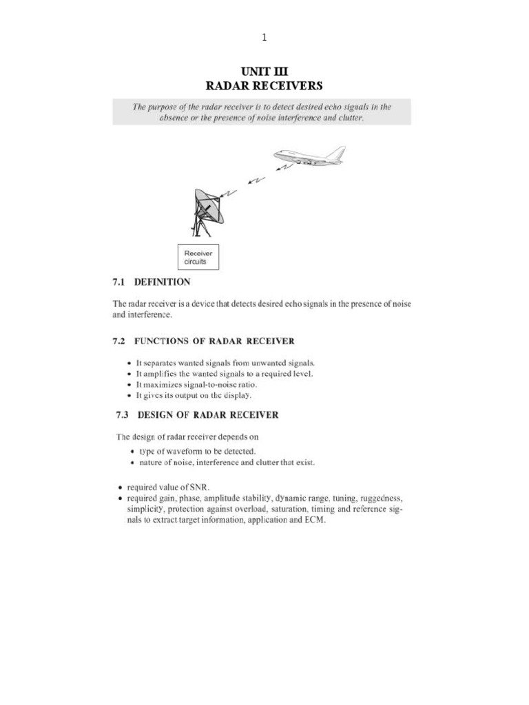 Unit Iii Radar Receivers | PDF | Frequency Modulation | Detector (Radio)
