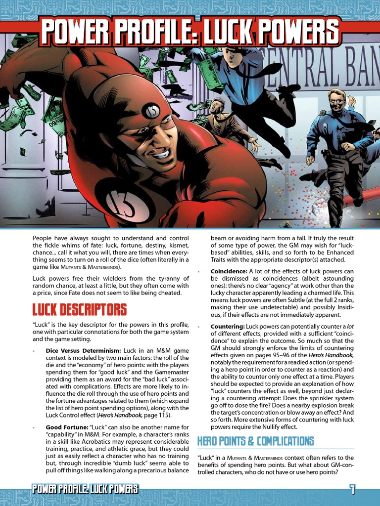 Mutants & Masterminds 3e - Power Profile - Luck Powers | PDF | Luck ...
