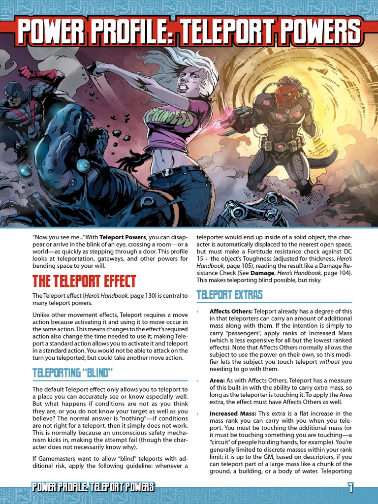 Mutants & Masterminds 3e - Power Profile - Teleport Powers | PDF ...