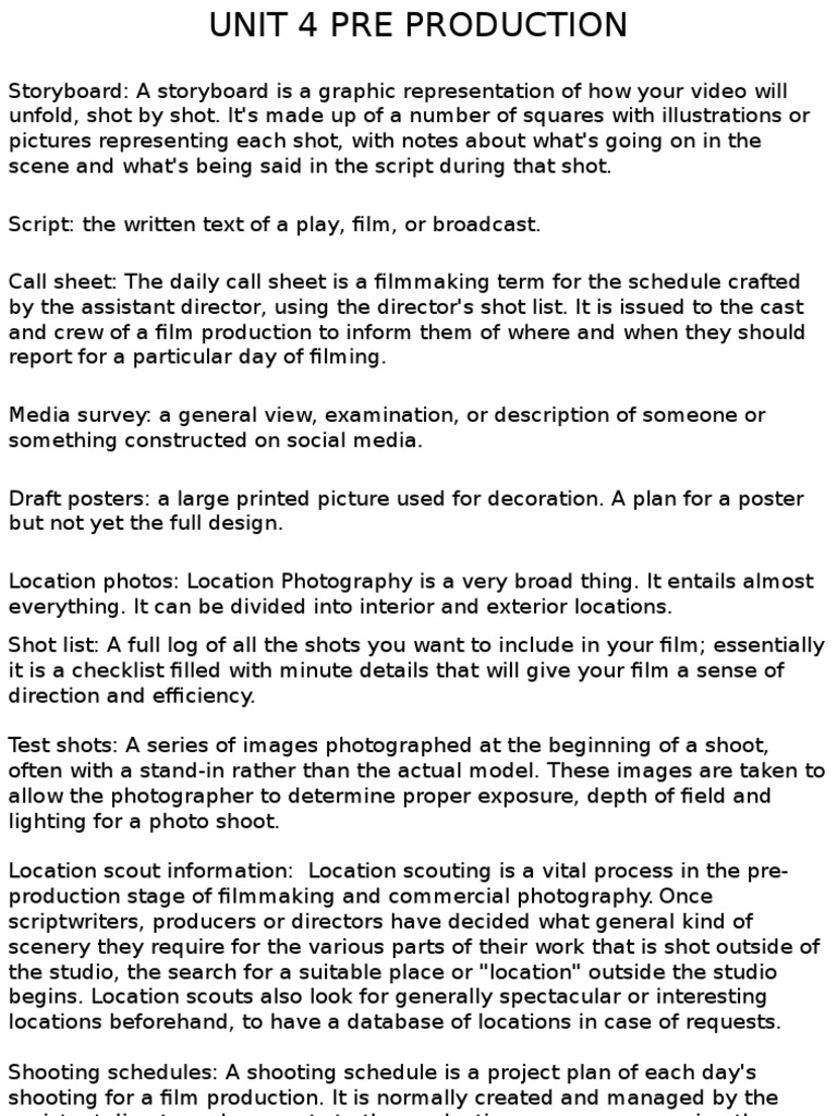 Unit 4 Pre Production | PDF | Art