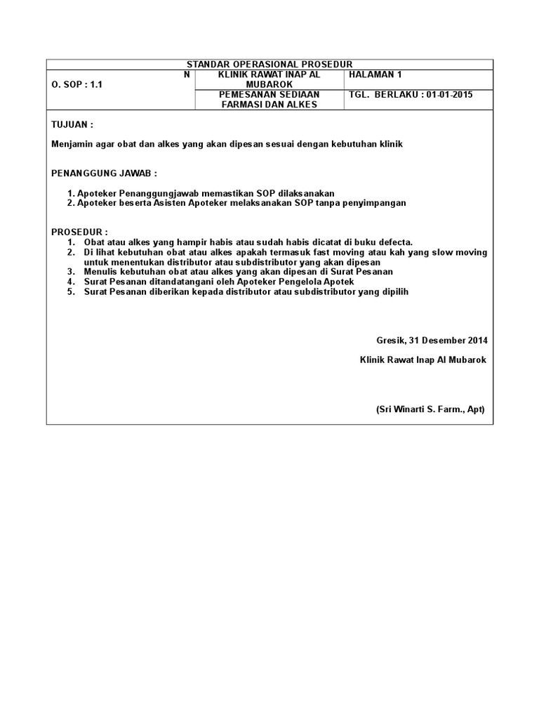 Sop Klinik | PDF