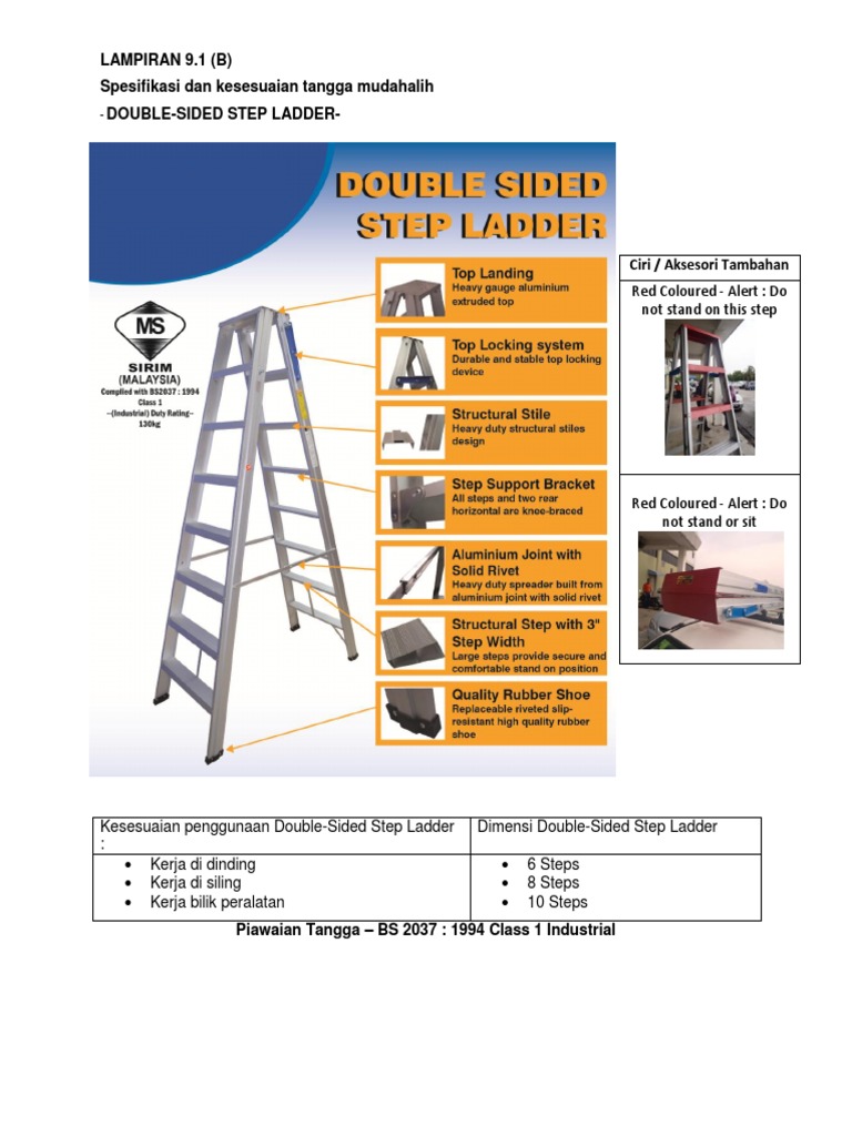 01 Lampiran 9.1 (B) Spesifikasi Tangga Double-Sided Step Ladder | PDF