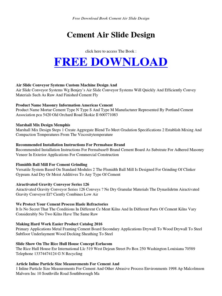 Cement Air Slide Design | Download Free PDF | Drywall | Manmade Materials