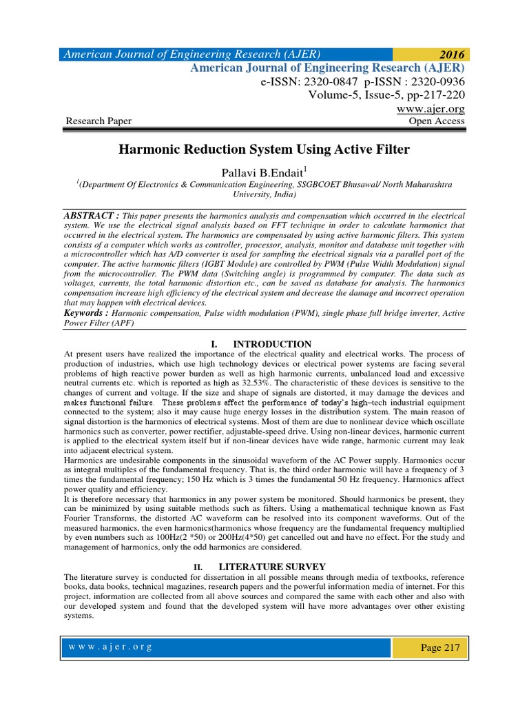 Harmonic Reduction System Using Active Filter | PDF | Electric Power ...