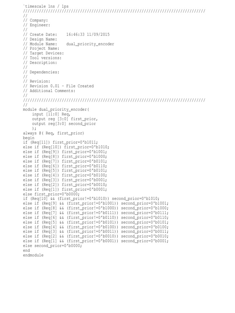 Dual Priority Encoder | PDF | Computer Programming | Digital Technology