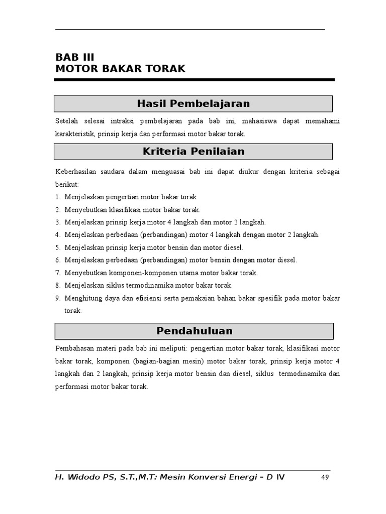 BAB III. Motor Bakar Torak | PDF | Komputer