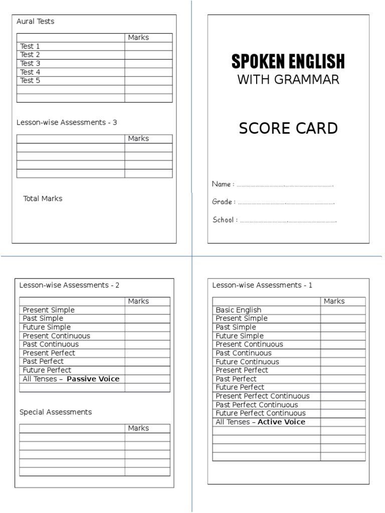 Spoken English: Score Card | PDF