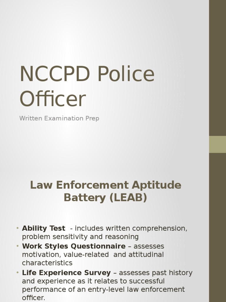 NCCPD Police Officer Written Exam Prep | Question | Test (Assessment ...