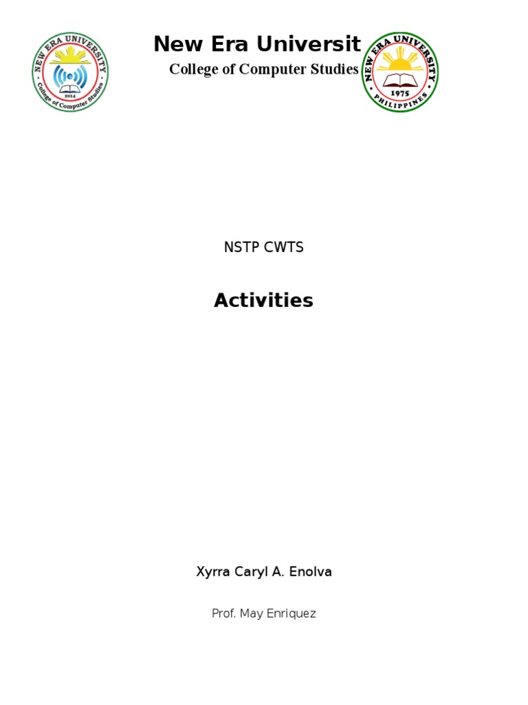 Activities Coverpage | PDF
