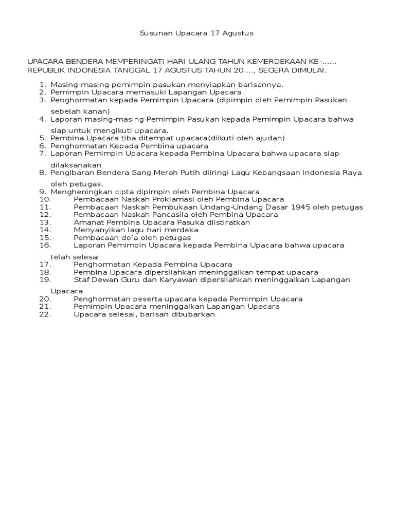 Teks Protokol Upacara 17 | PDF