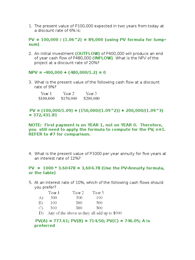 TVM - Recap Questions | PDF | Net Present Value | Present Value