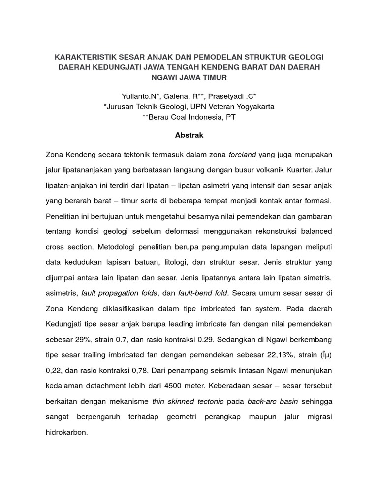 Karakteristik Sesar Anjak Dan Pemodelan Struktur Geologi Daerah ...