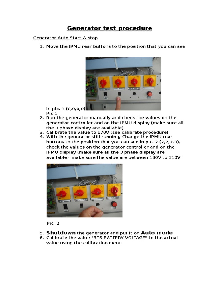 Generator Test Procedure Supervisor | PDF | Technology & Engineering