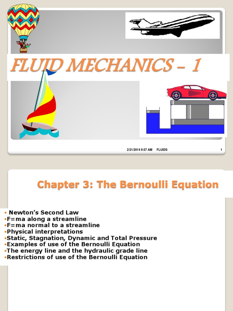 Bernoulli Chapter 3 PDF | PDF | Fluid Dynamics | Pressure