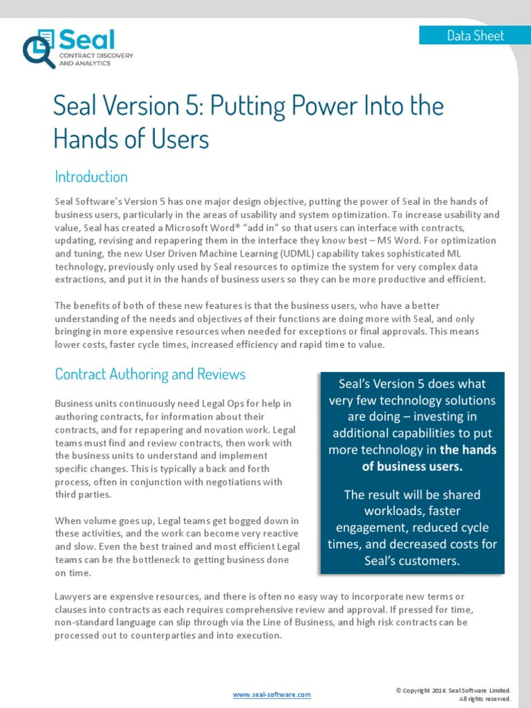 Seal Software Version 5 - Putting Power Into The Hands of Users | PDF ...