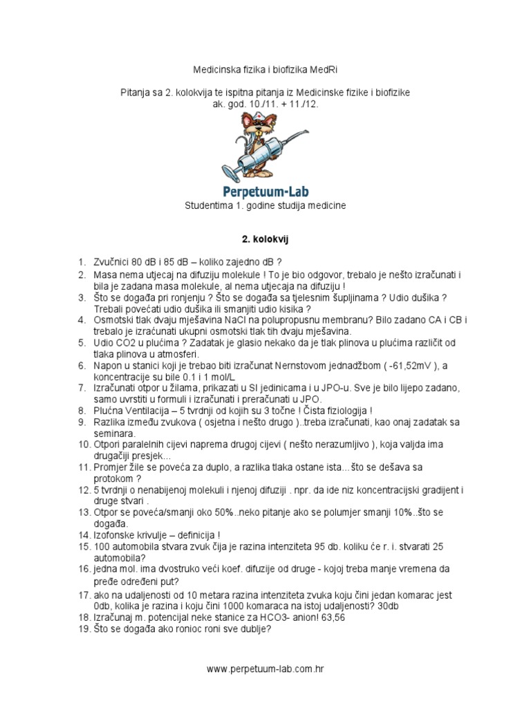 Medicinska Fizika I Biofizika MedRi PDF | PDF