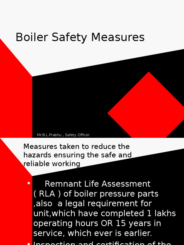 Boiler Safety Measures: Mr.B.L.Prabhu, Safety Officer | PDF
