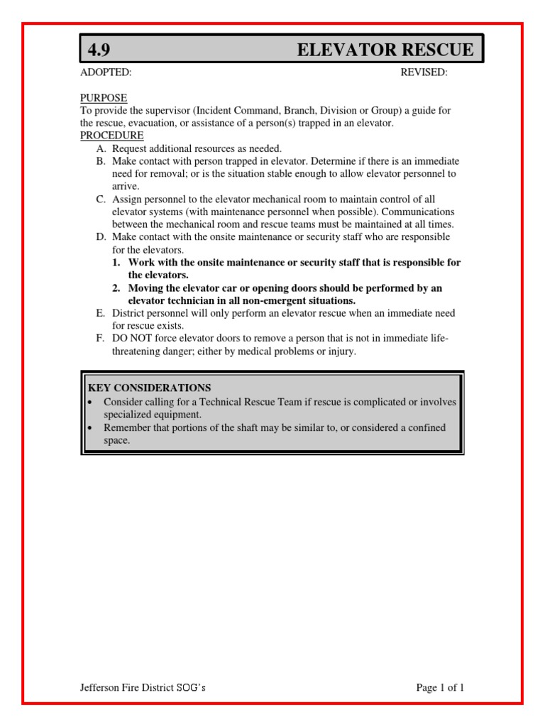Elevator Rescue | PDF