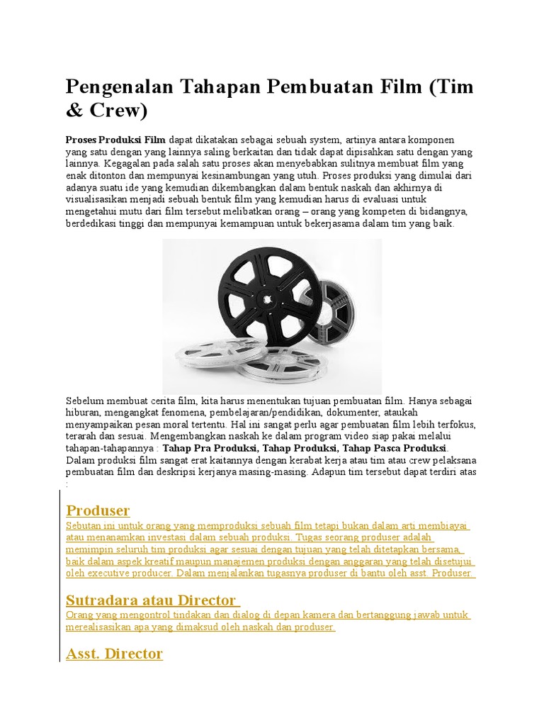 Pengenalan Tahapan Pembuatan Film | PDF