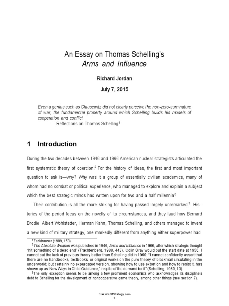 Schelling Arms and Influence Essay | PDF | Deterrence Theory | Crime ...