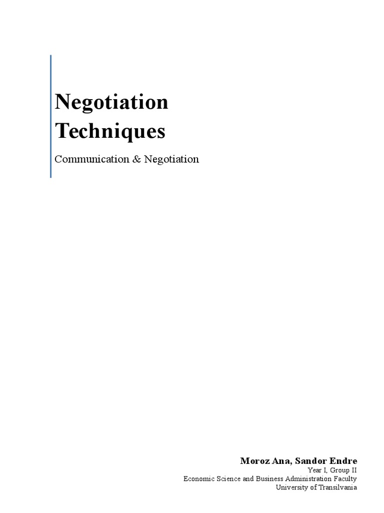 Negotiation Techniques | PDF | Negotiation | Mood (Psychology)