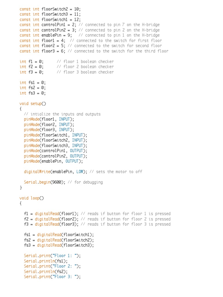 Arduino Elevator Code | Areas Of Computer Science | Electronics