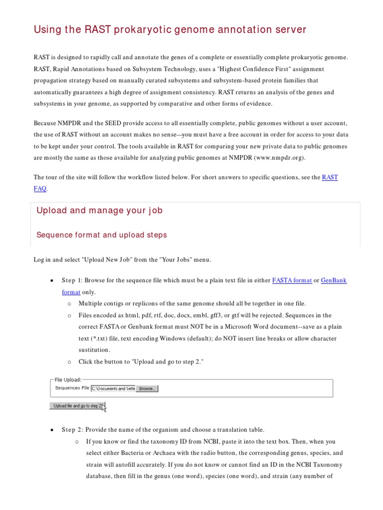 Rast Tutorial | PDF | Genome | Bioinformatics