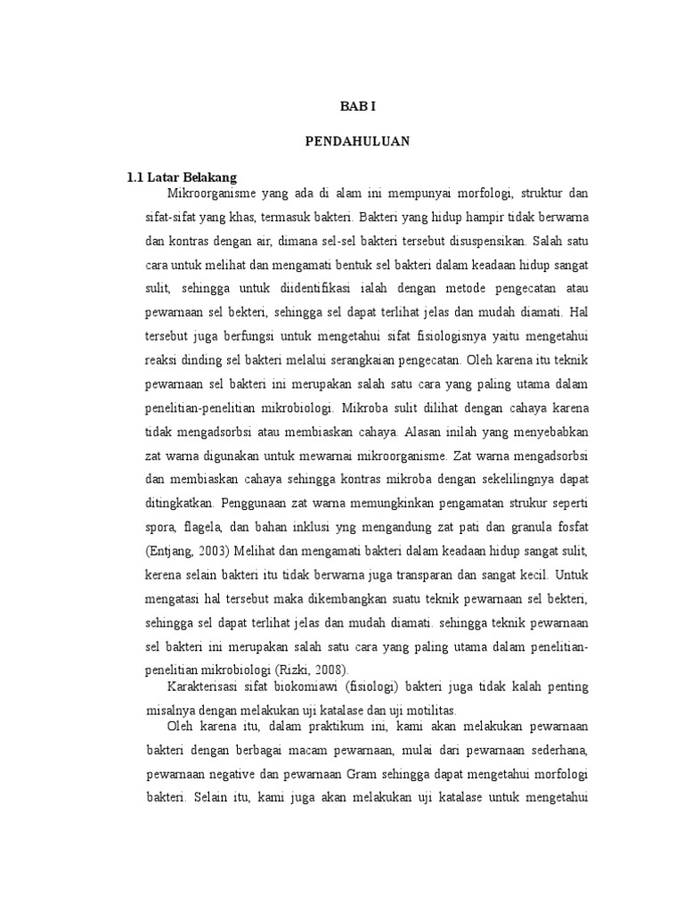 Uji Pewarnaan, Motilitas Dan Katalase Pada Bakteri | PDF