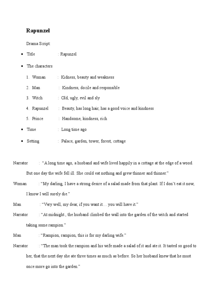 Rapunzel Drama Script | Rapunzel