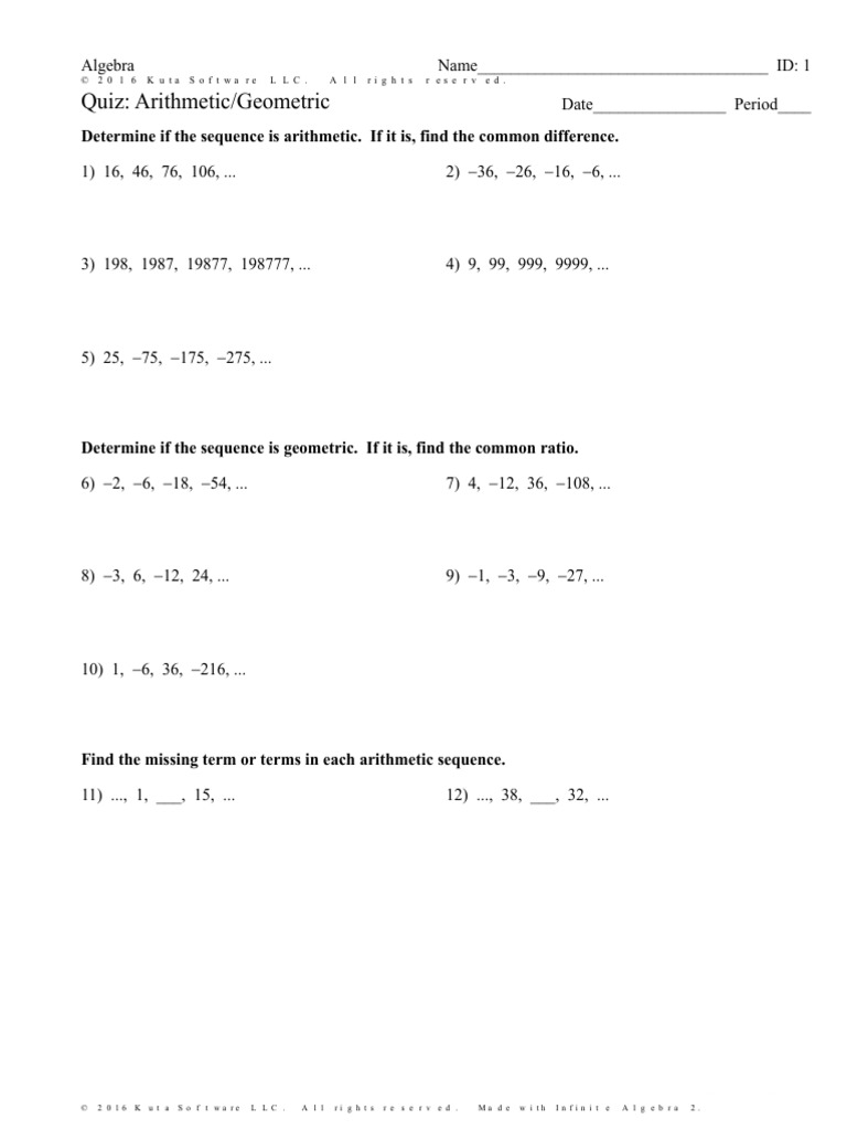 Quiz Arithmetic Geometric | PDF