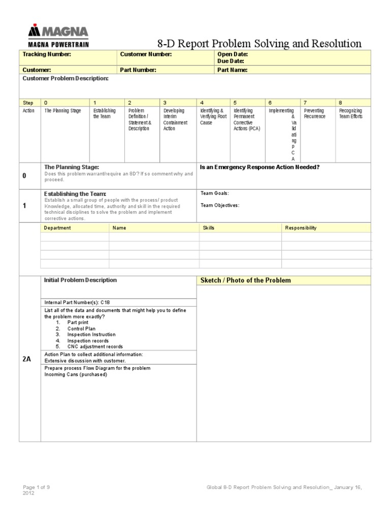 8D Template | PDF | Business