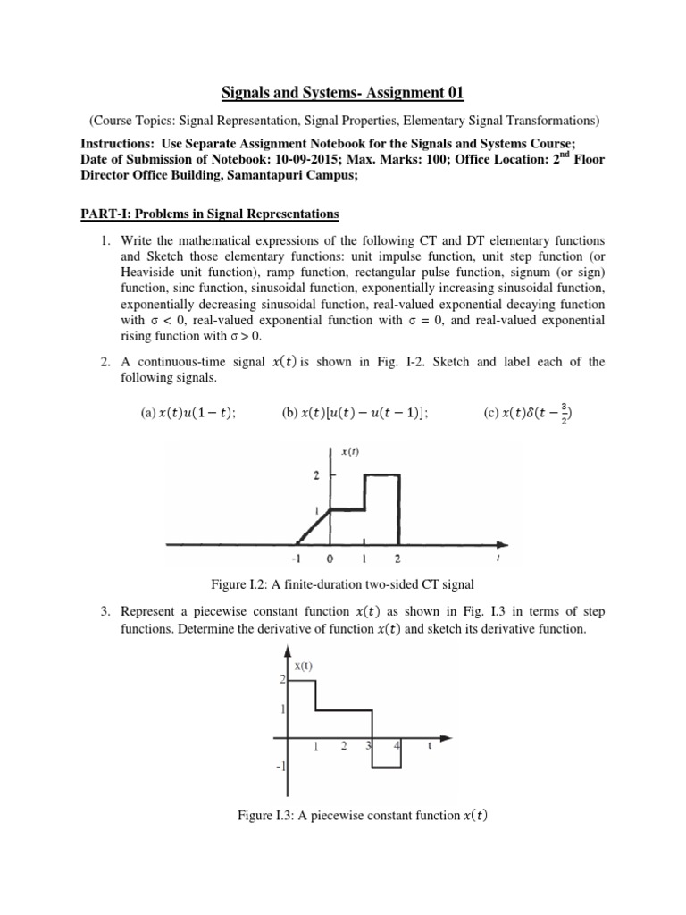 Signals and Systems - Assignment 01 - Signal Representations | PDF ...