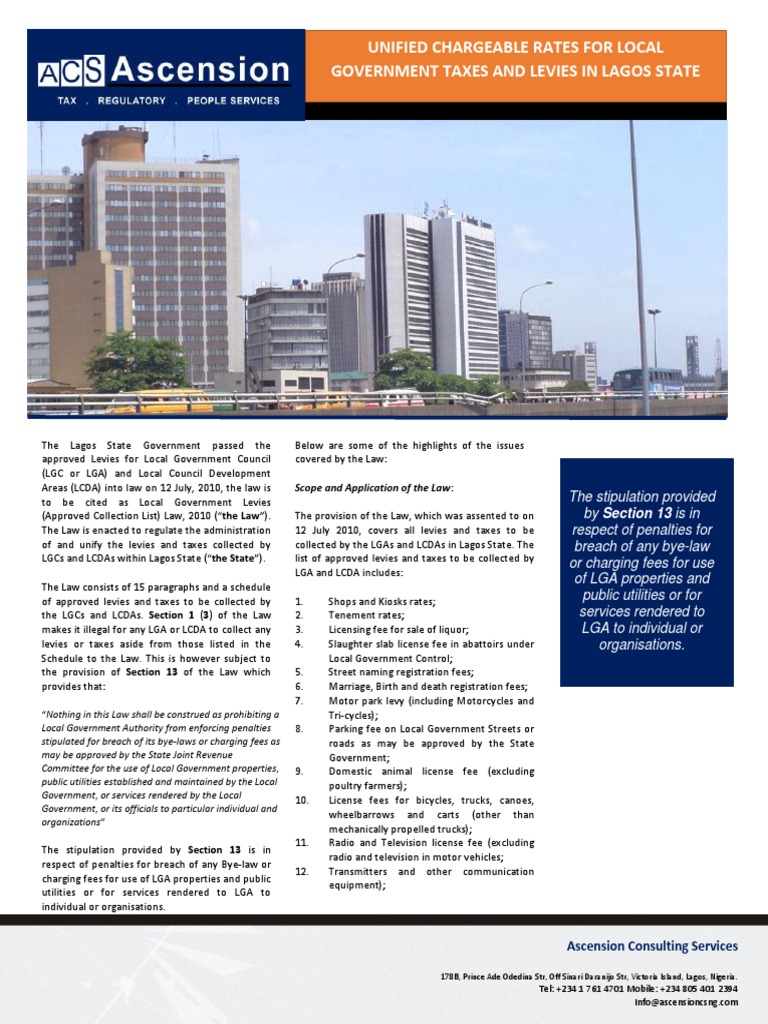 Lagos Local Government Levies Overview | PDF | Value Added Tax | Taxes