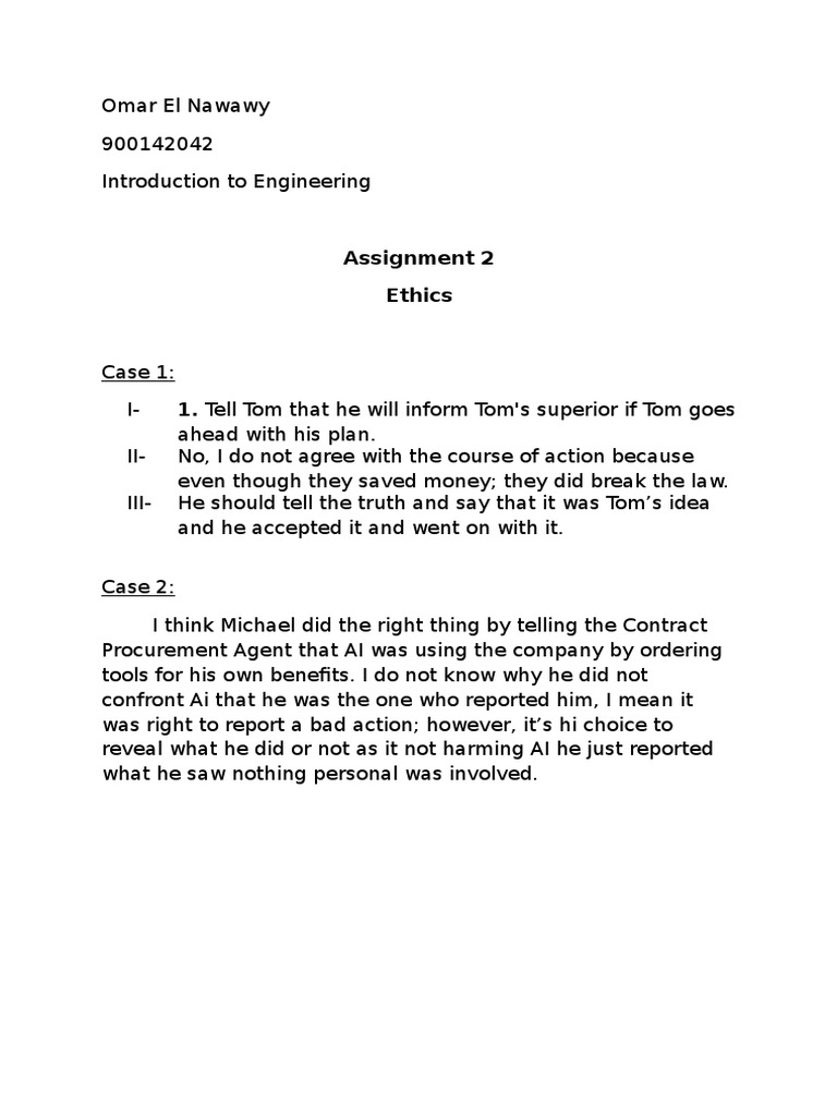 Assignment 2 Ethics | PDF