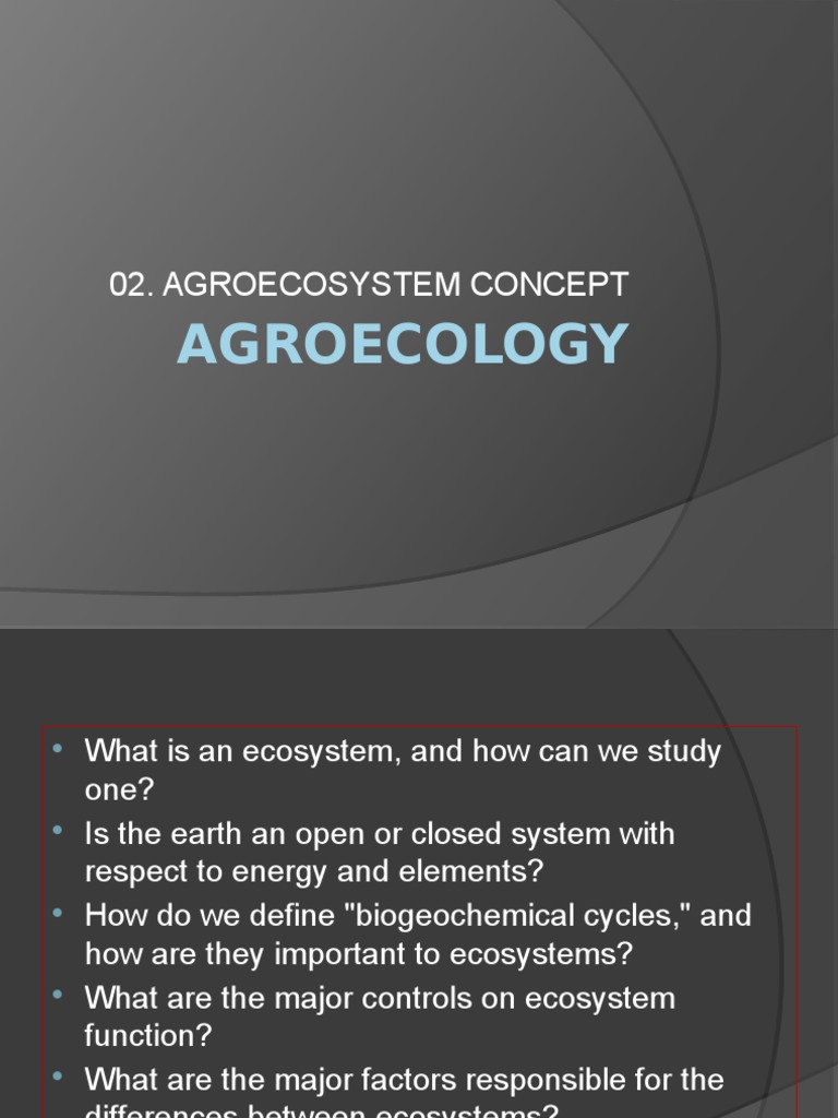 Agroecology: 02. Agroecosystem Concept | PDF | Foreign Language Studies ...