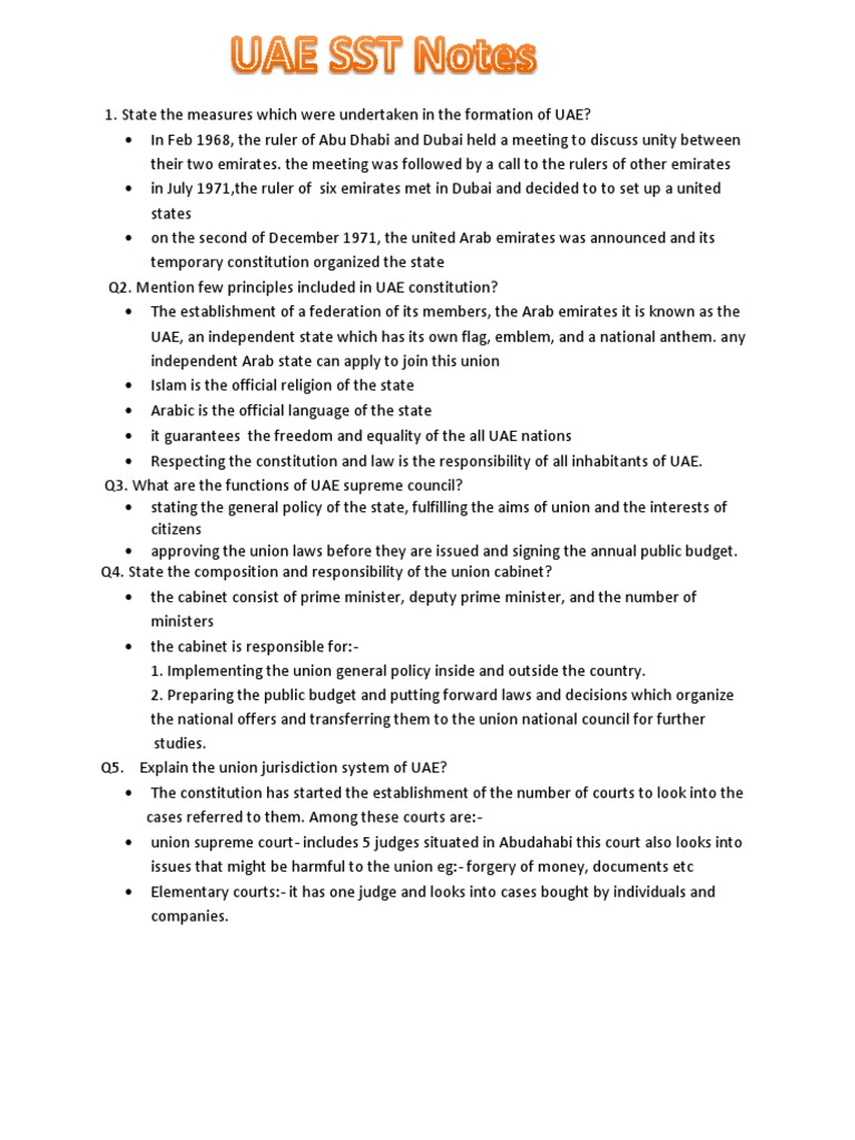 (4720) Uae SST Notes For Sa1 | PDF