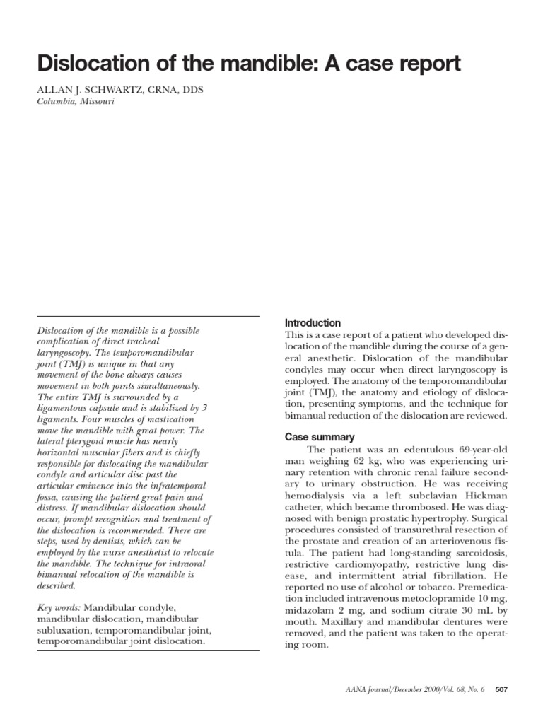 Mandibular Dislocation During Anesthesia | PDF | Human Anatomy ...