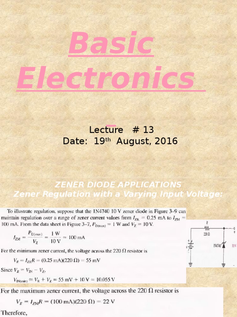 Basic Electronics Lecture 13 Date 19 August 2016 Pdf