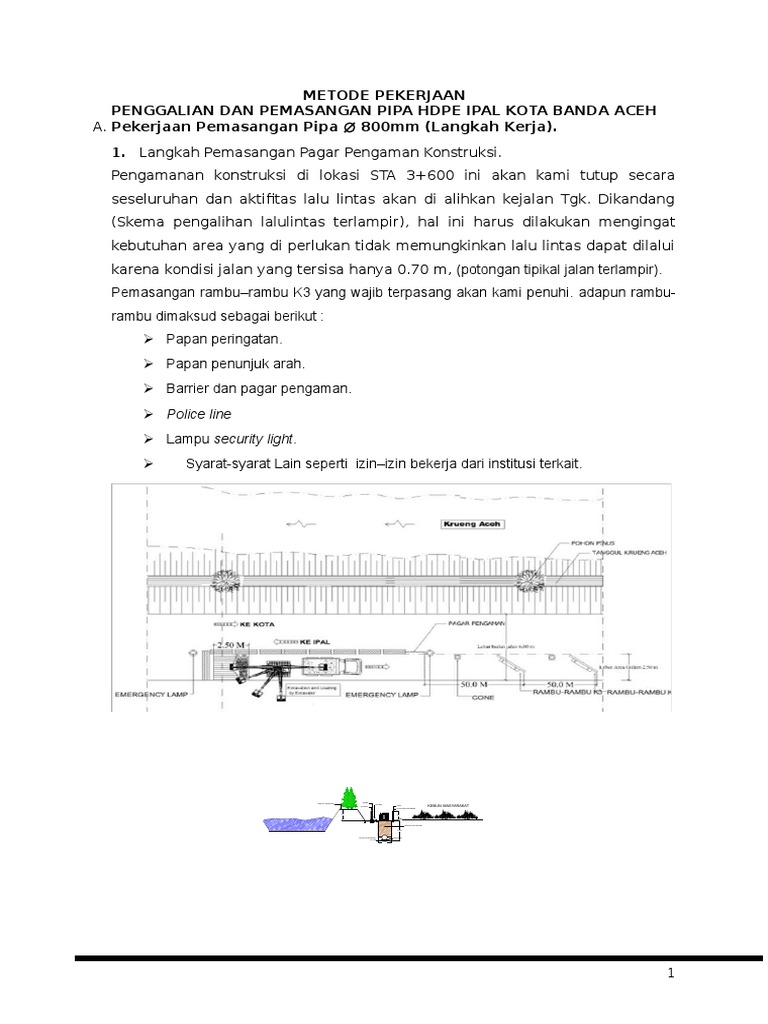 Metode Pekerjaan Pipe HDPE IPAL | PDF