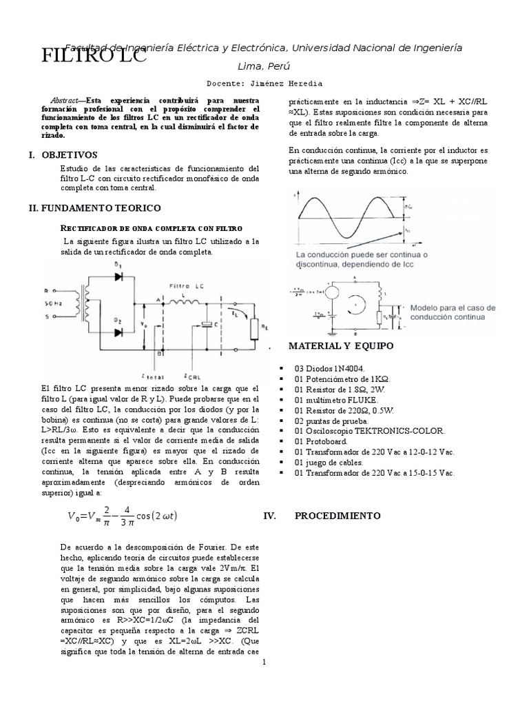 Filtros LC en Rectificadores de Onda Completa | PDF | Rectificador ...
