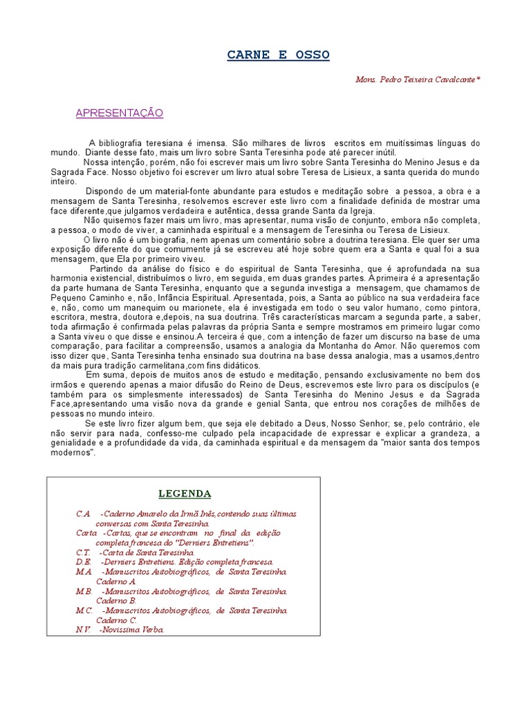 Carne e Osso - Santa Teresinha | PDF | Santo | Existencialismo