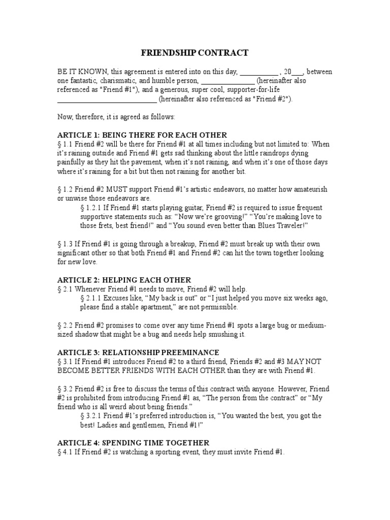Friendship Contract | PDF