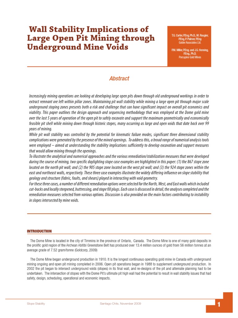 Wall Stability Implications of Large Open Pit Mining Through ...