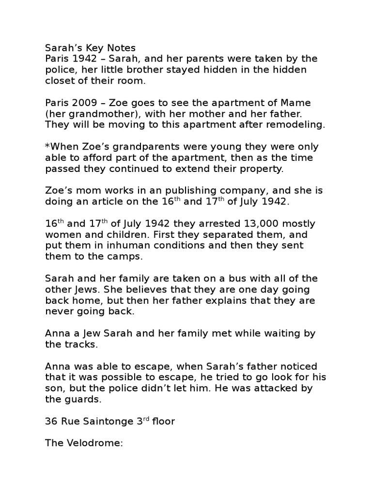 Sarah's Key Timeline | PDF