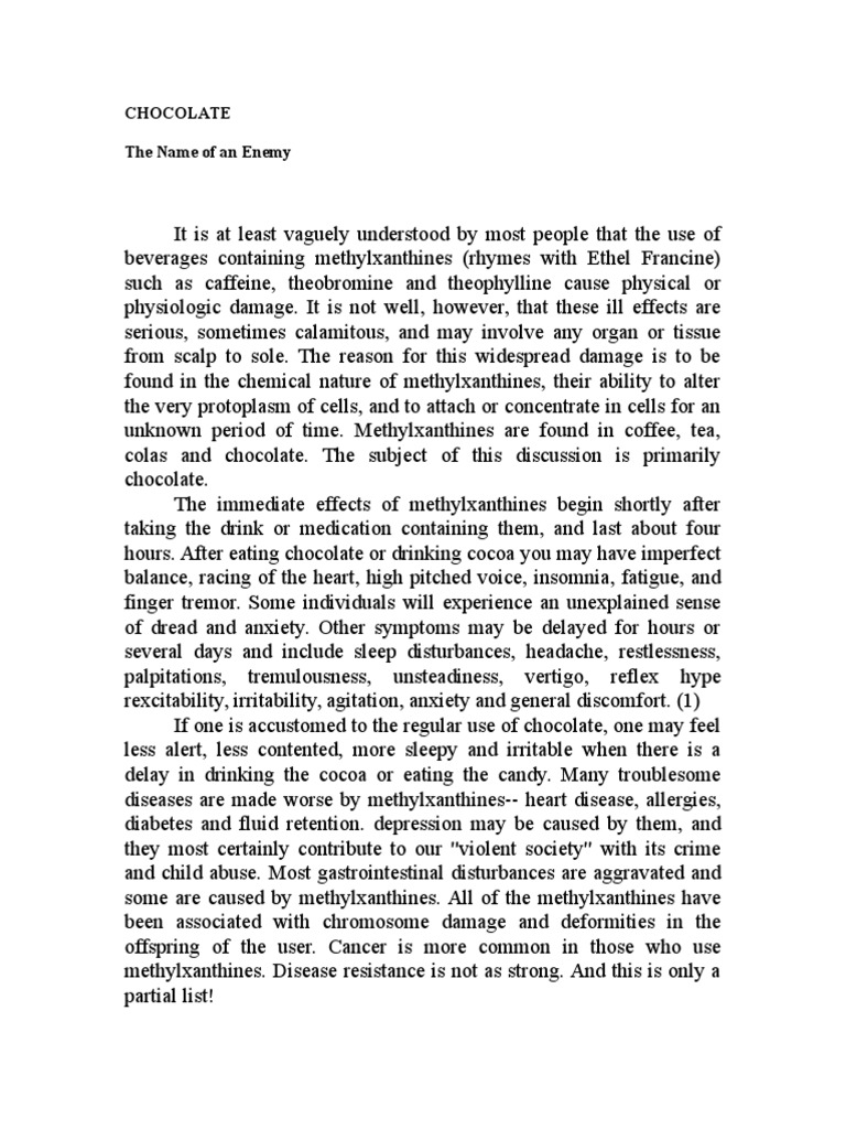 Chocolate The Name of An Enemy | PDF | Chocolate | Taste
