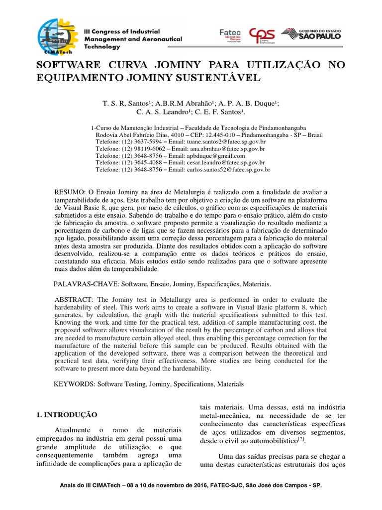 Software Curva Jominy para Utilização No Equipamento Jominy Sustentável ...