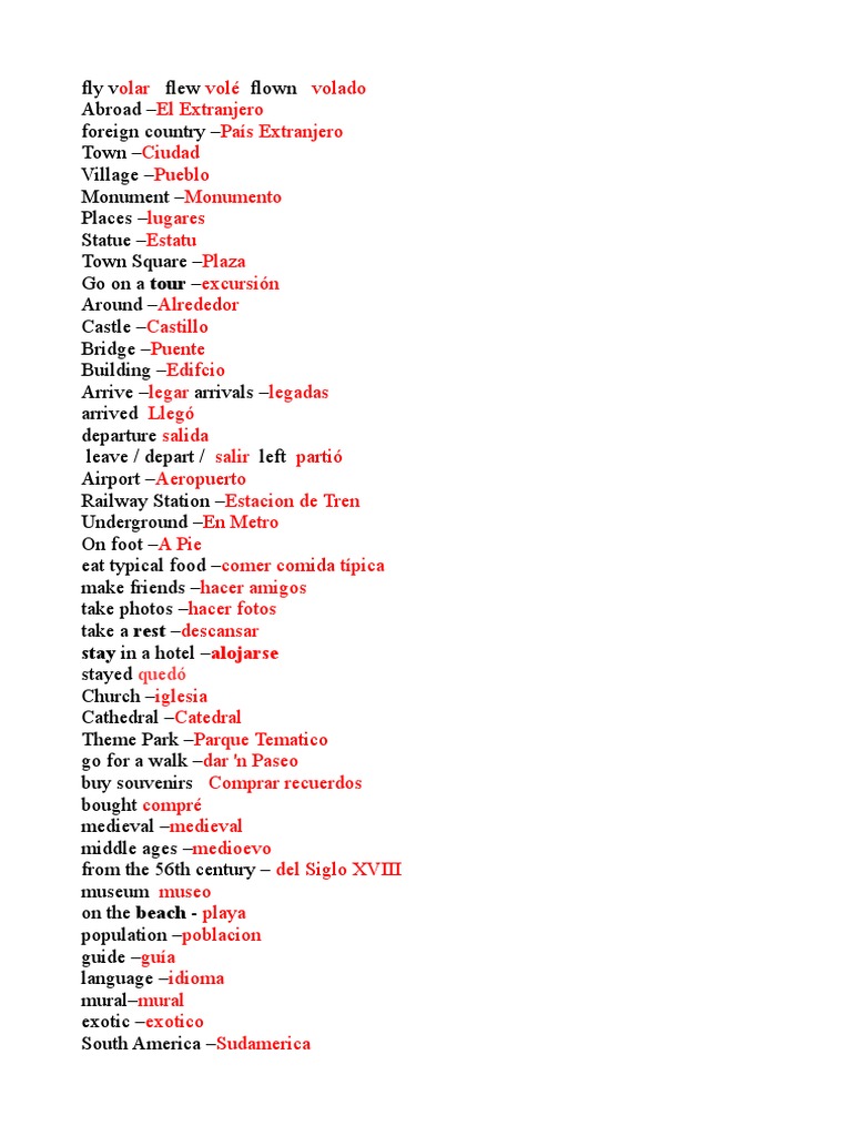 B1 Topic Vocabulary Travel and Transport | Ingeniería de Transporte ...