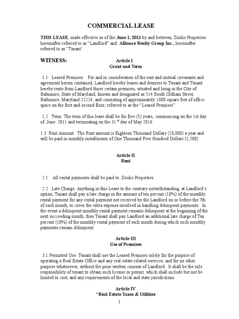 Commercial Lease Summary | PDF | Lease | Leasehold Estate