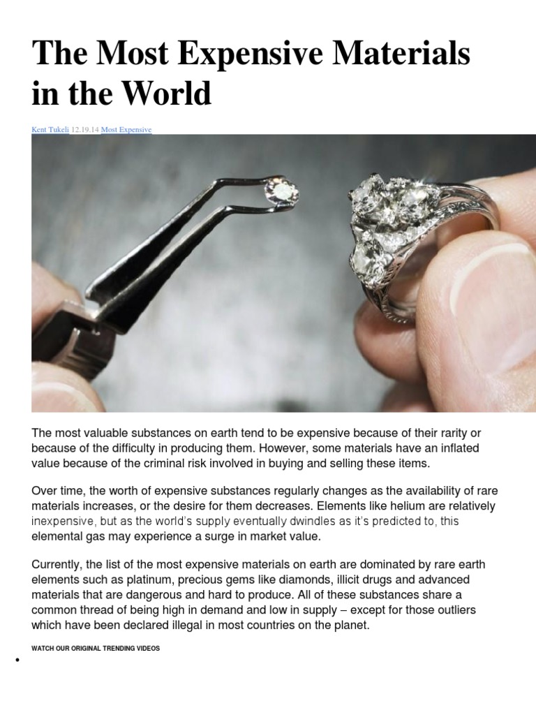 The Most Expensive Materials in The World PDF | PDF | Lysergic Acid ...