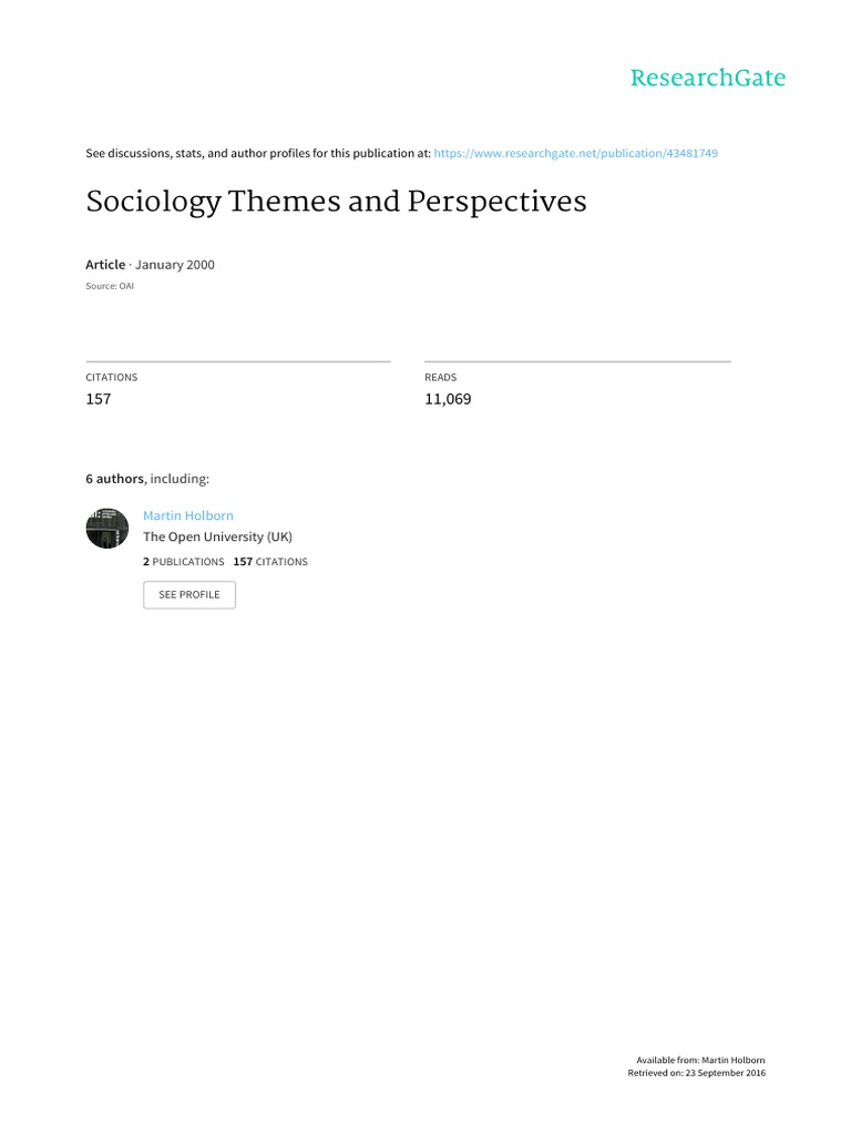 Sociology Themes and Perspectives | PDF